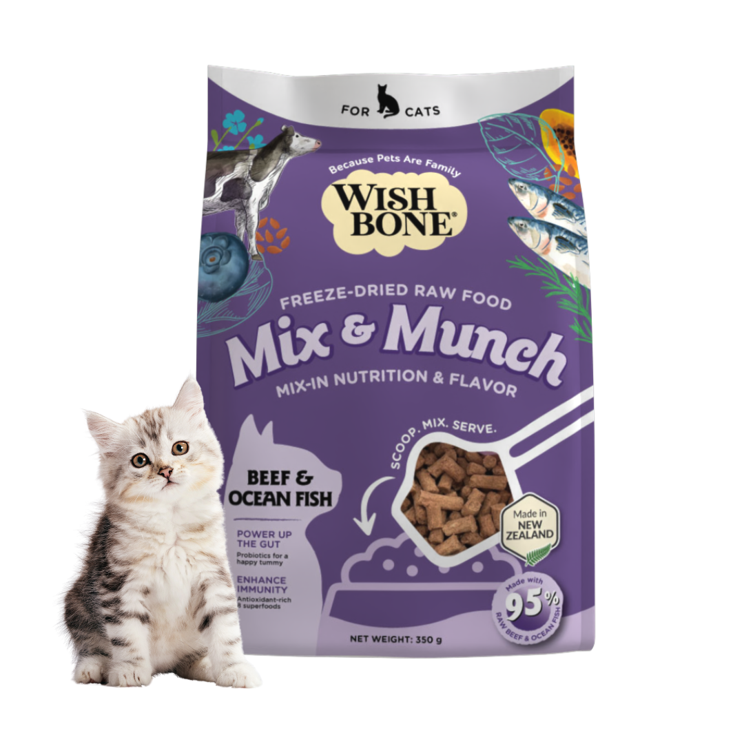 Wishbone Beef & Ocean Fish Freeze-Dried Raw Topper for Cats - 350g ...